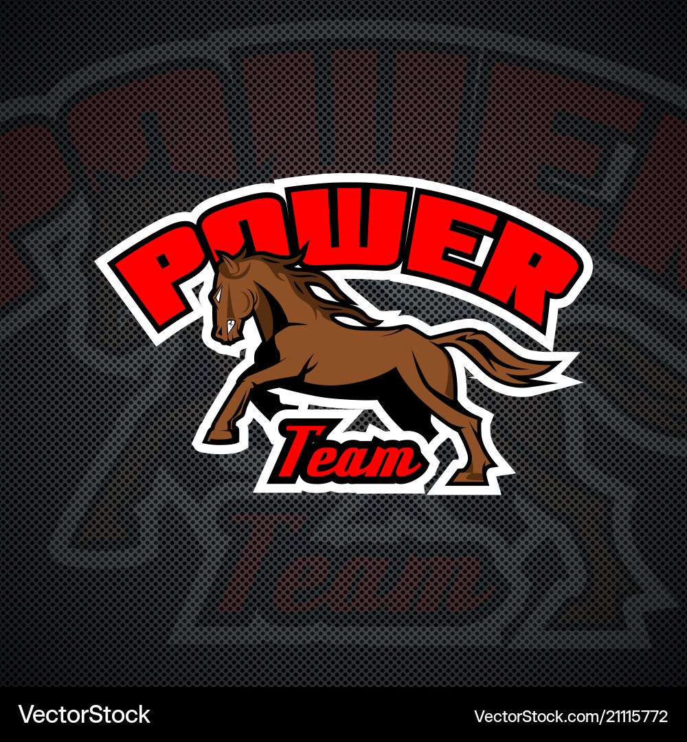 Horse Head Power Team Logo Template Royalty Free Vector