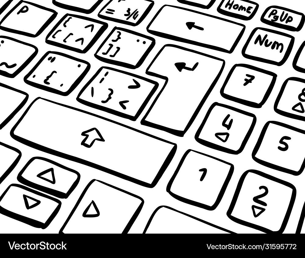 Keyboard key sketch enter end shift black Vector Image