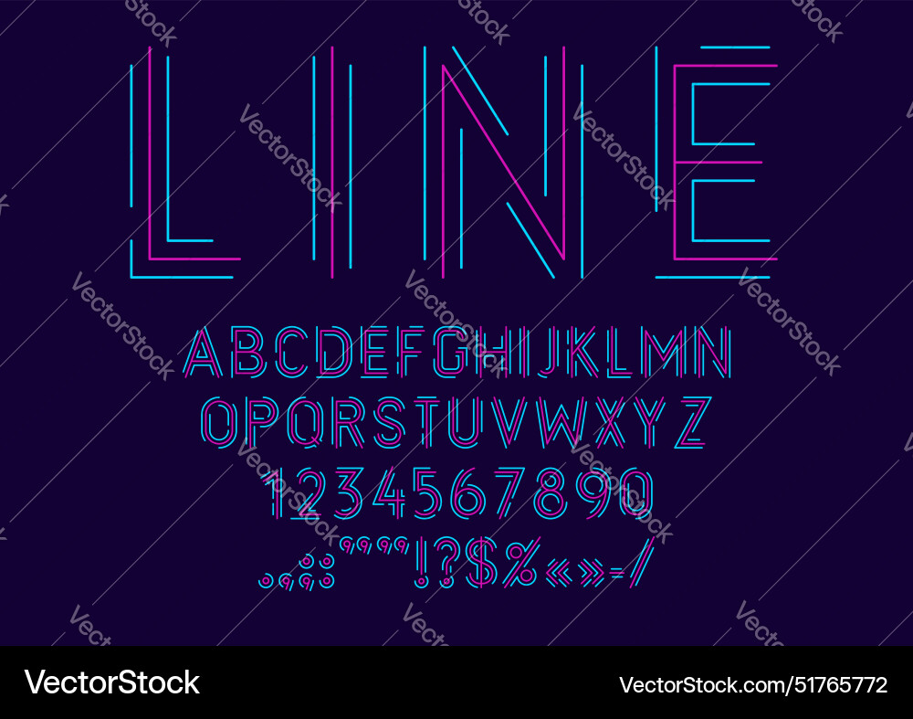 Line neon font modern futuristic type or typeface Vector Image