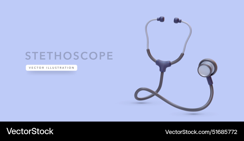 Medical stethoscope in 3d realistic style Vector Image