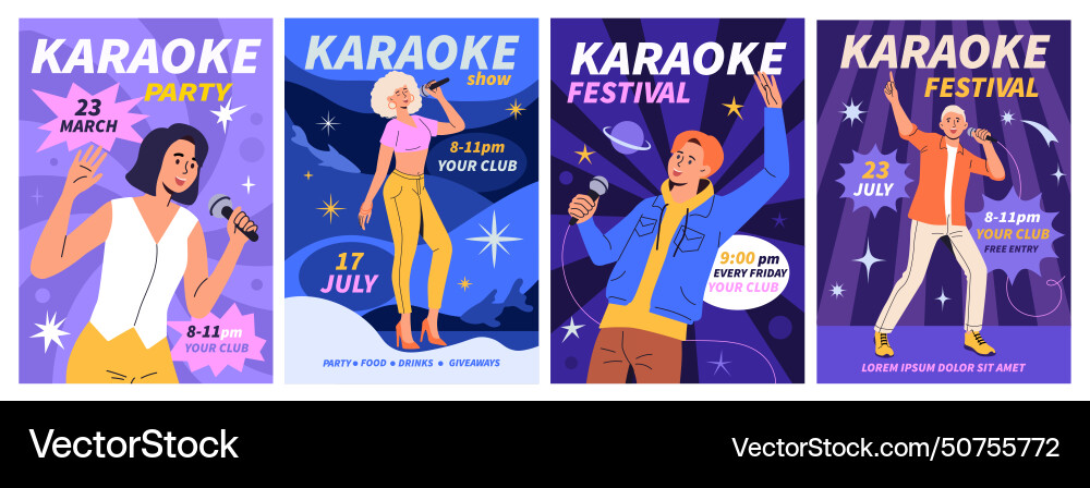 Party poster music singers microphone for sing Vector Image
