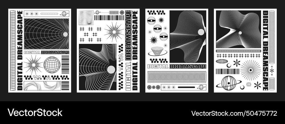 Retro futuristic techno banners set Royalty Free Vector