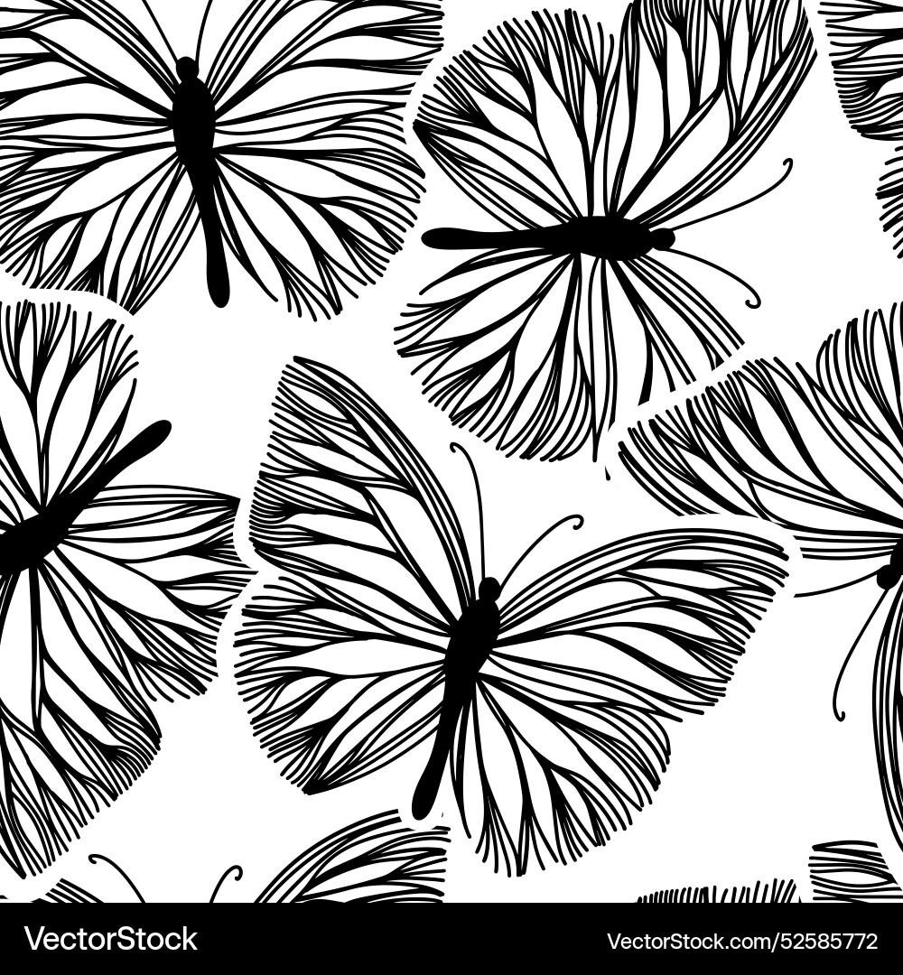 Seamless pattern of graphic butterflies trendy Vector Image