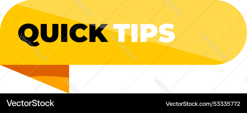 Yellow quick tips banner showing useful Royalty Free Vector