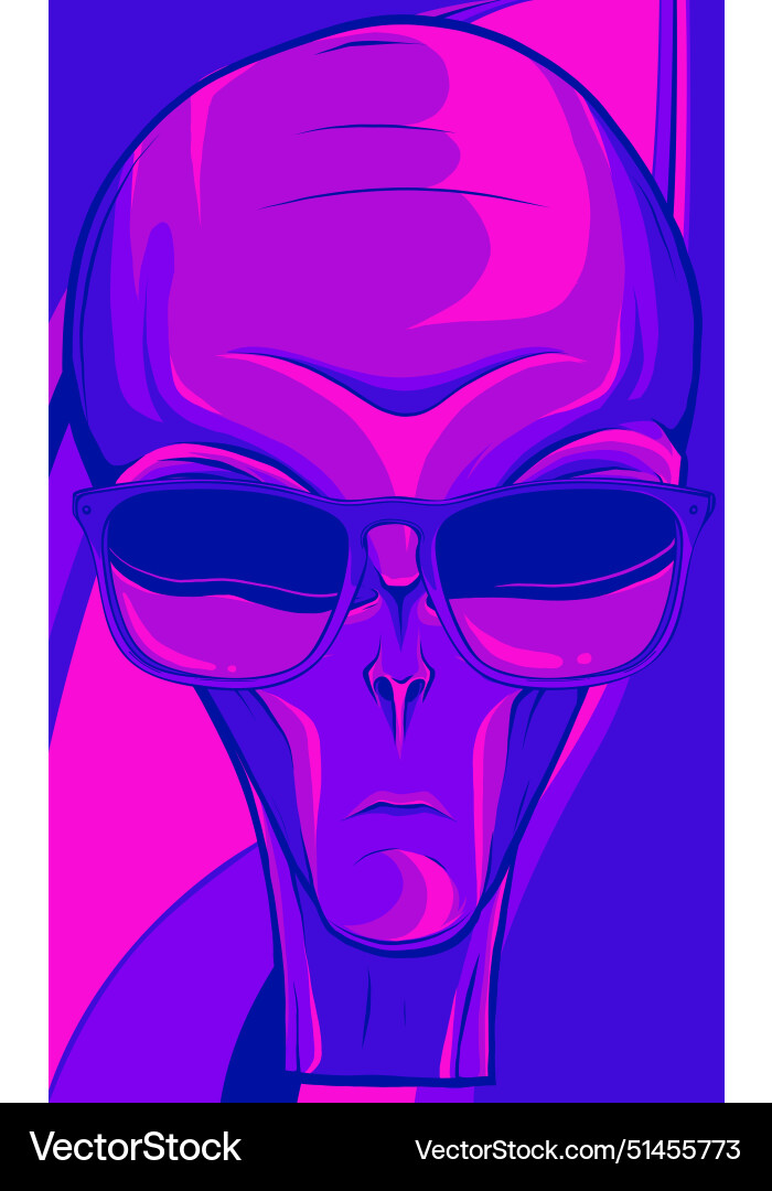 Aliens head sun glasses colorful art Royalty Free Vector