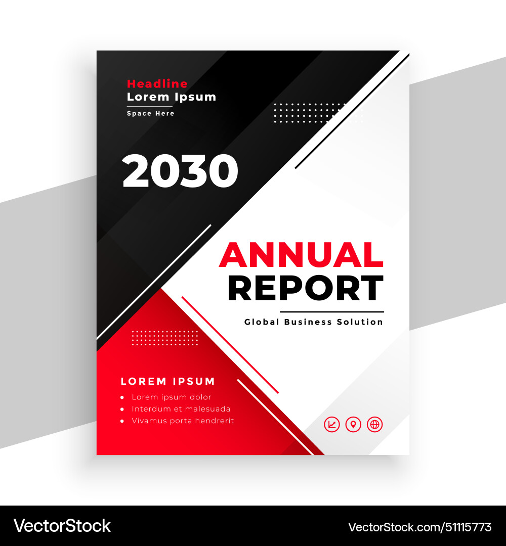 Black and red annual report template a corporate Vector Image