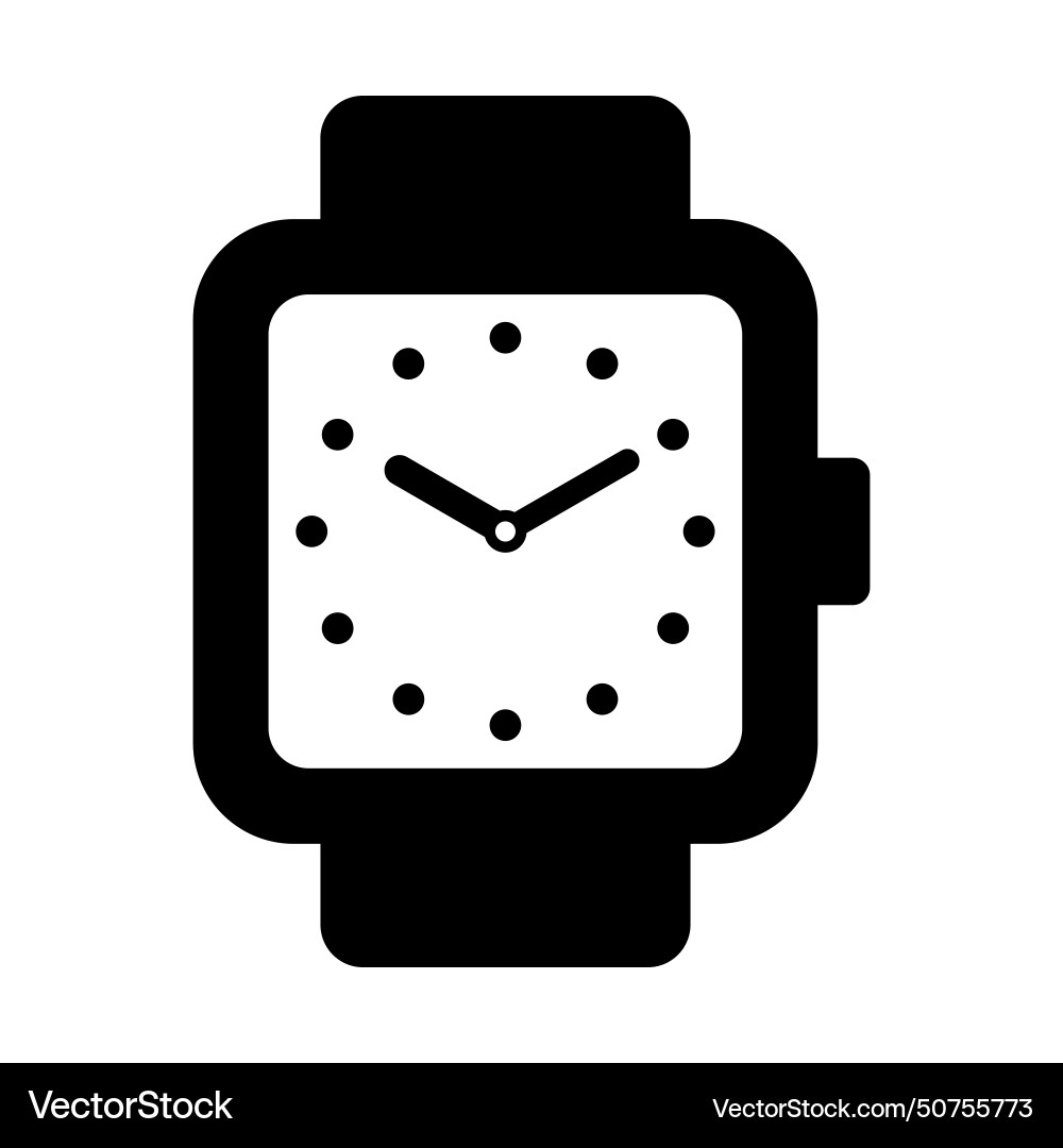 Black watch icon on white background Royalty Free Vector