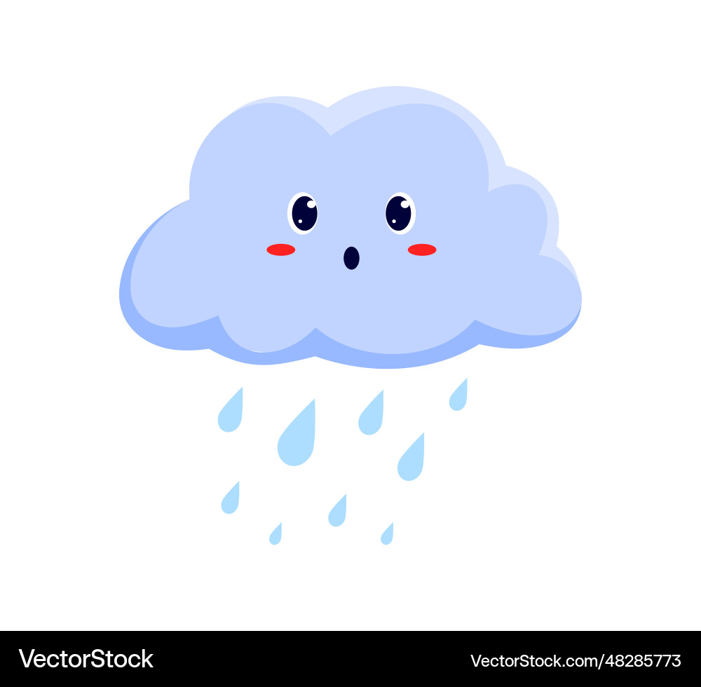 Cloud with falling rain drops cartoon character Vector Image