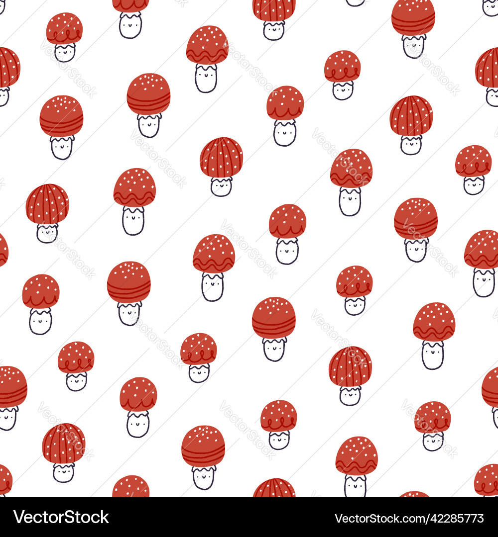 Cute Red Mushroom Pattern Royalty Free Vector Image