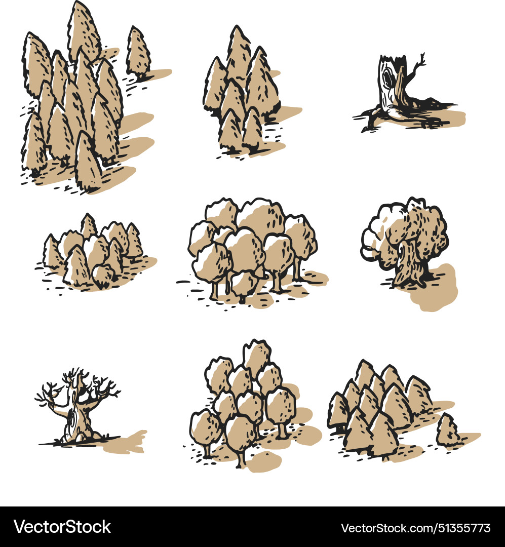 Fantasy map elements drawing Royalty Free Vector Image