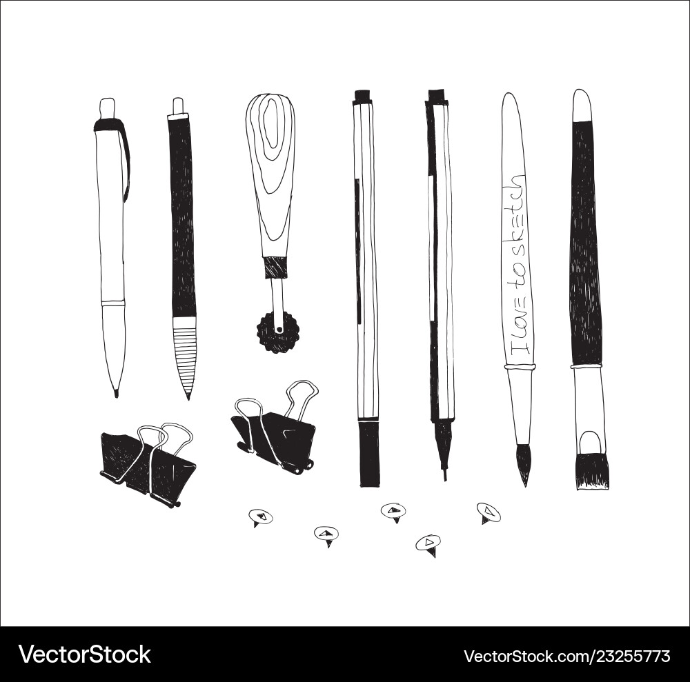 Hand drawn stationery set Royalty Free Vector Image