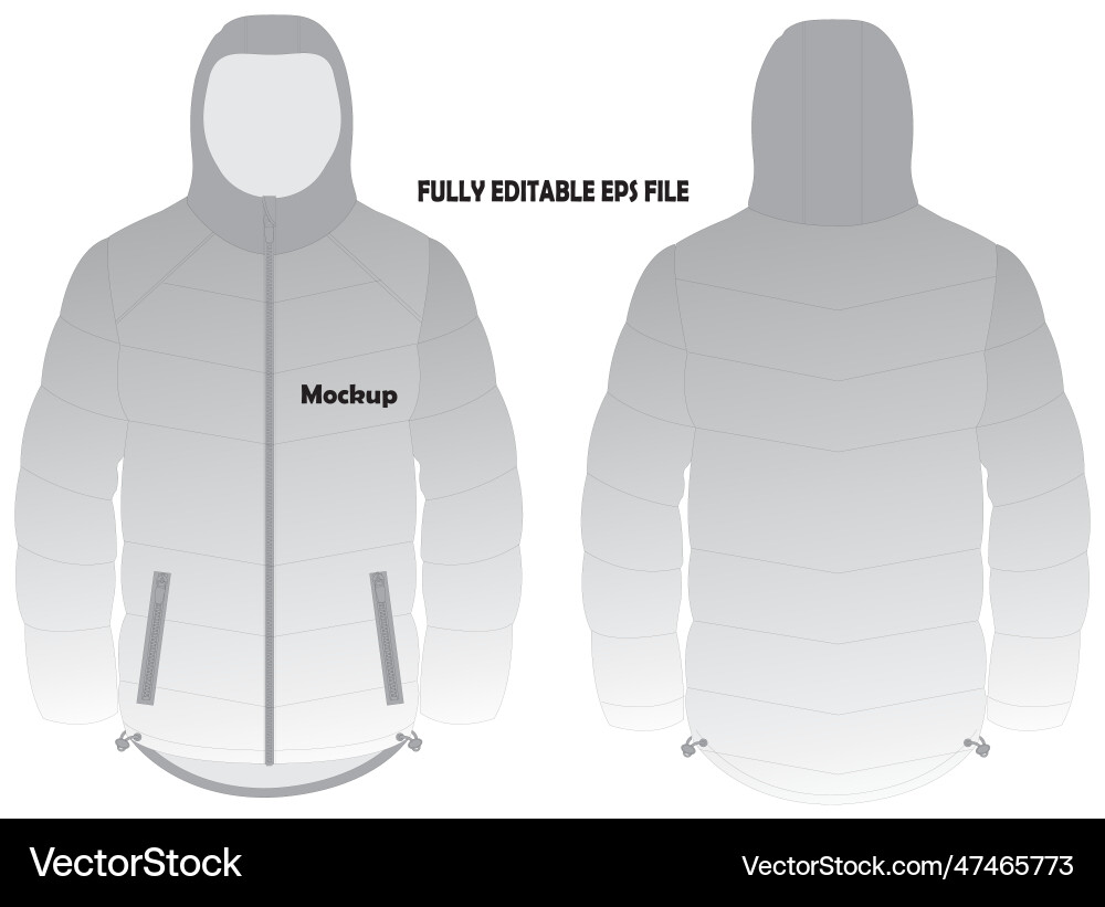 Jacket with hood mock up Royalty Free Vector Image