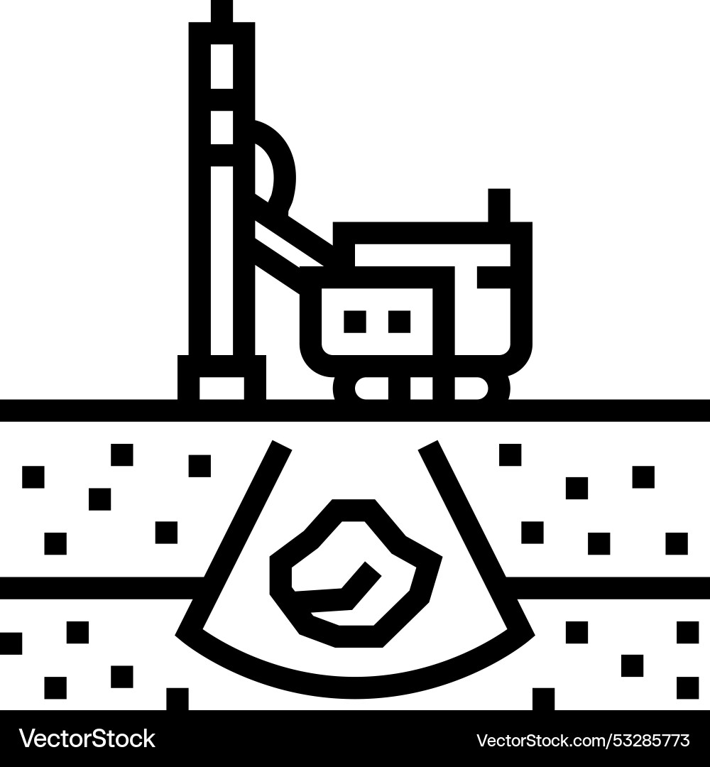 Mineral exploration line icon Royalty Free Vector Image