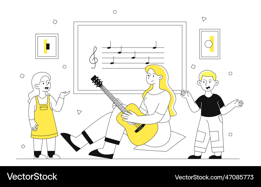 Music class children Royalty Free Vector Image