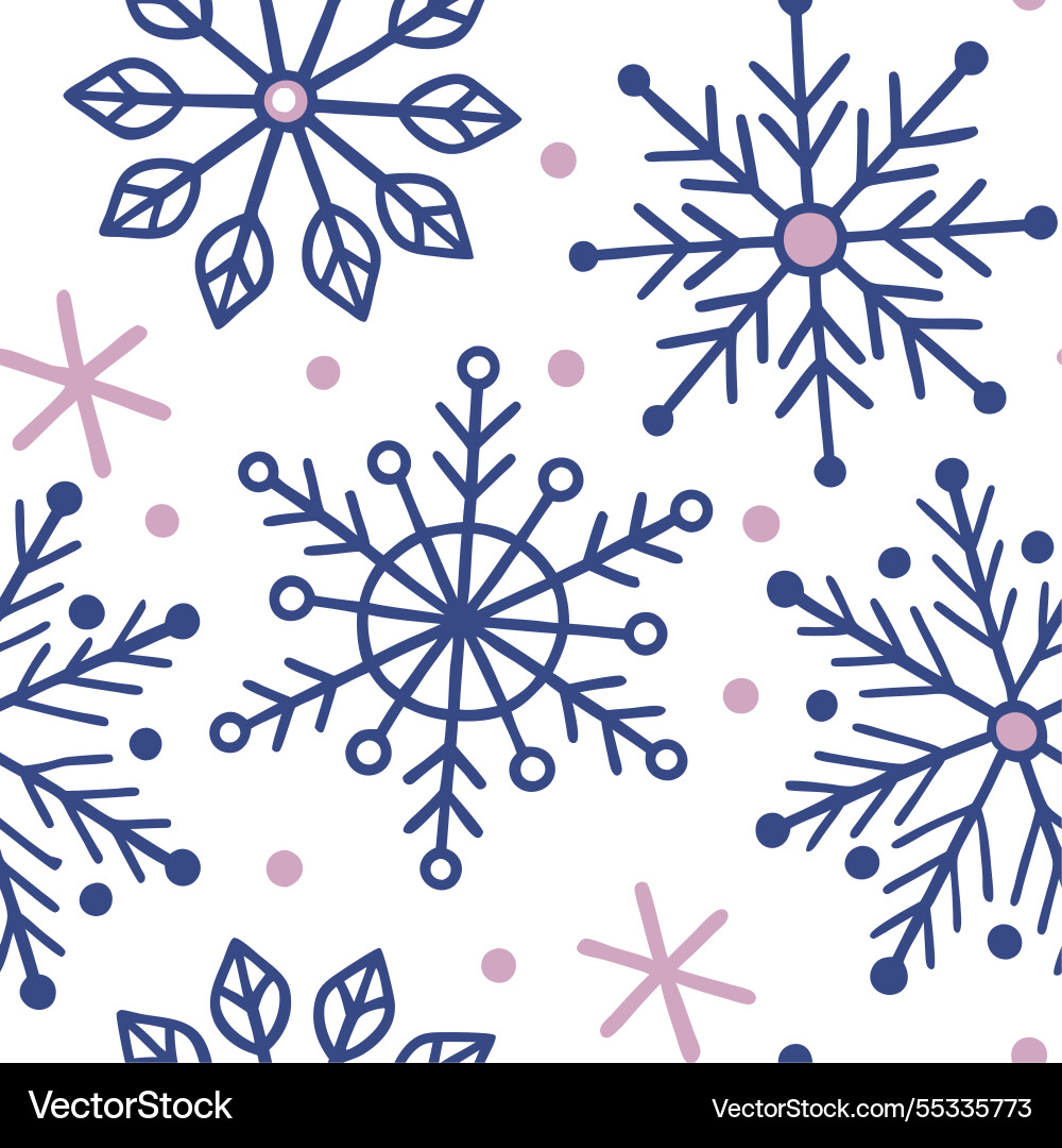 Whimsical snowflake seamless tile pattern with Vector Image