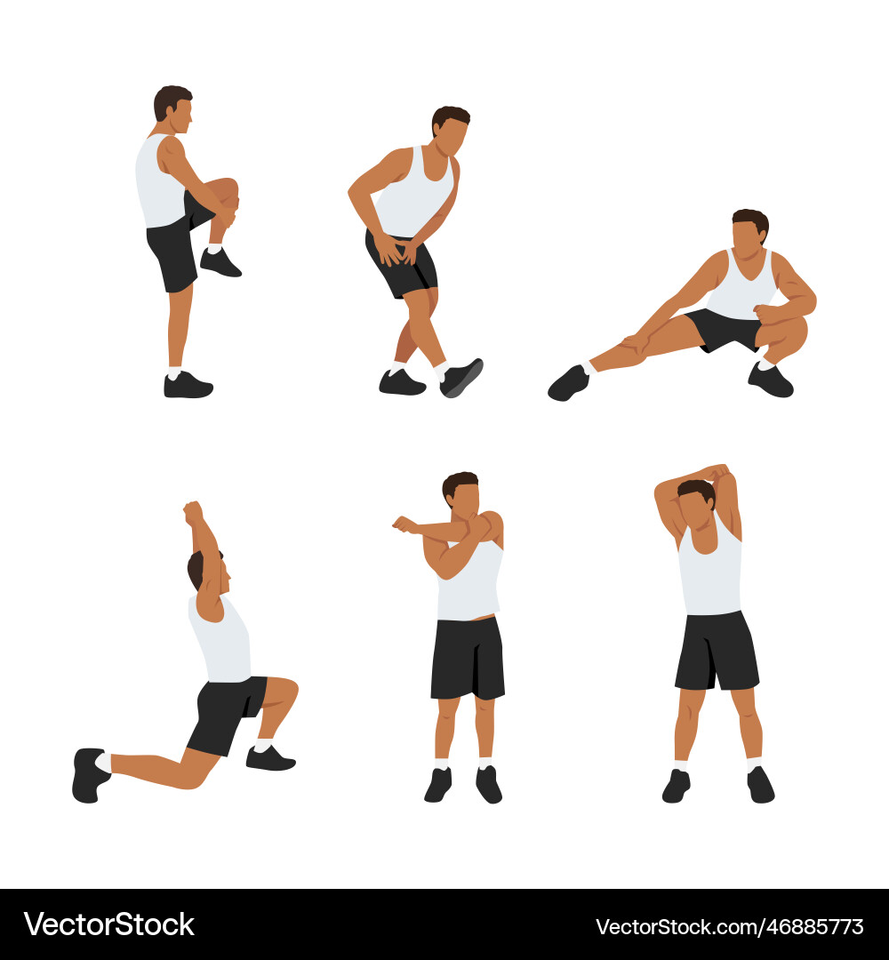 Workout man set doing fitness exercises full Vector Image