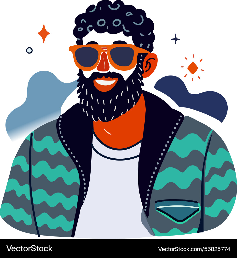 A flat style sticker of cool man Royalty Free Vector Image
