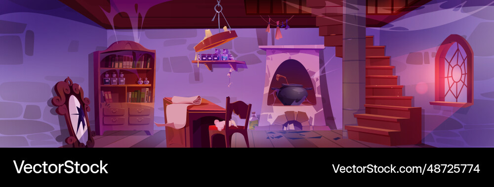 Abandoned old magic wizard room cartoon background