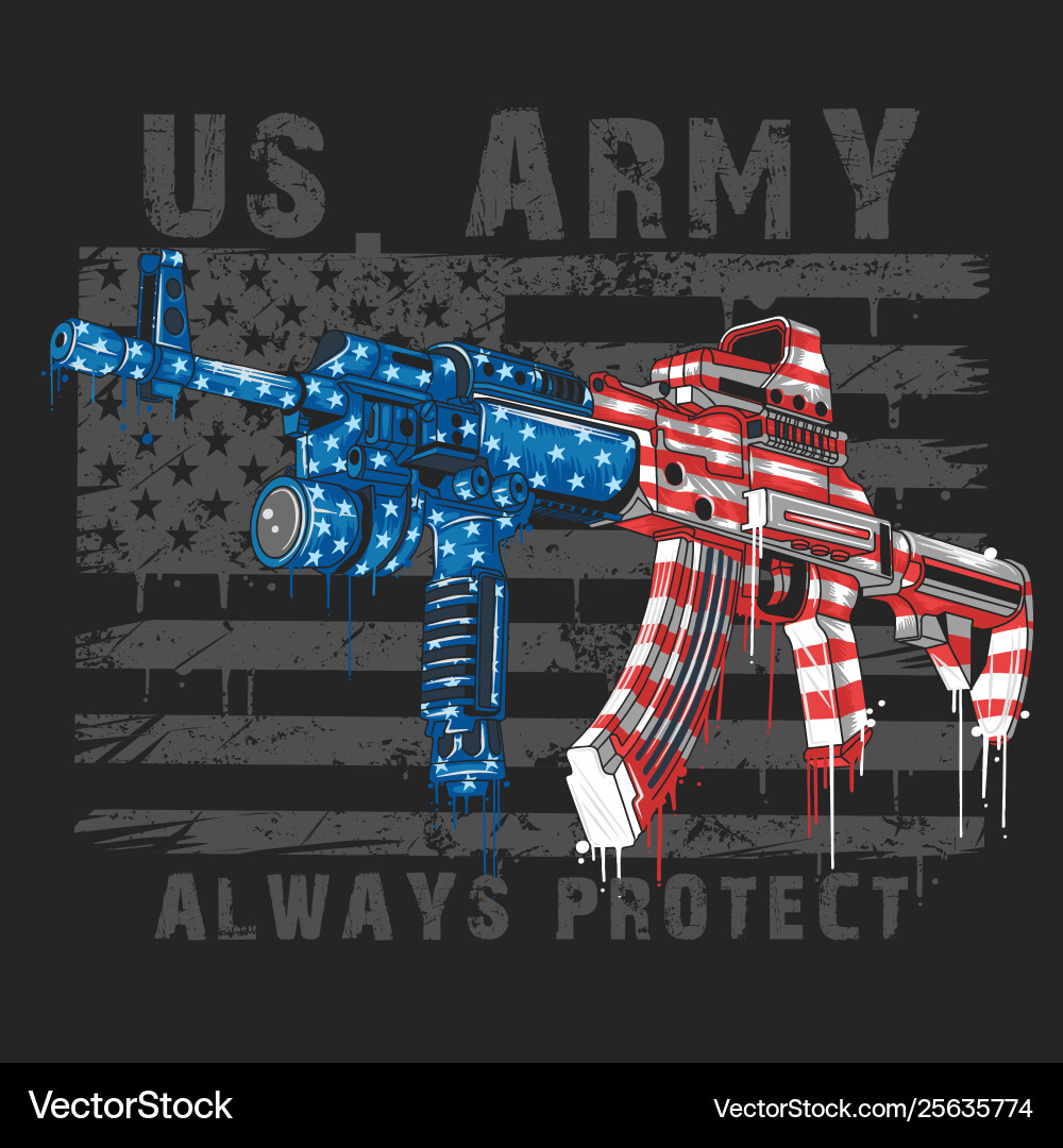 America usa flag with machine gun editable Vector Image