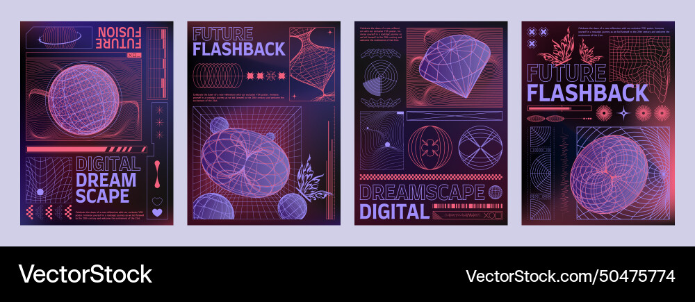 Banner design layout set in trendy retro y2k style