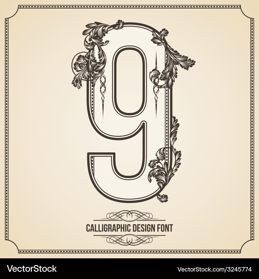 Calligraphic font number 9 Royalty Free Vector Image