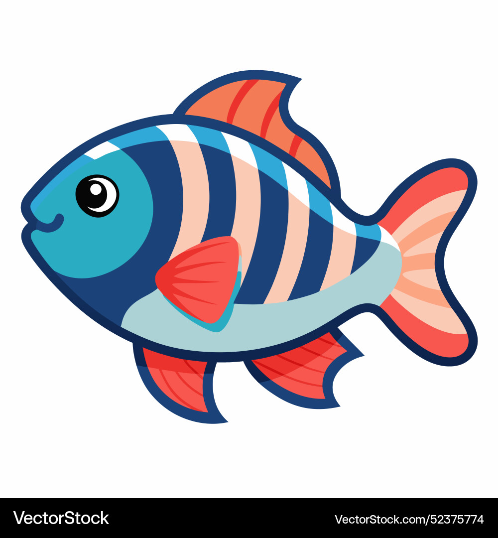Cichlid fish walks kawaii Royalty Free Vector Image