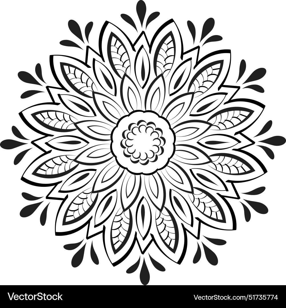 Circular pattern black and white floral ornamental