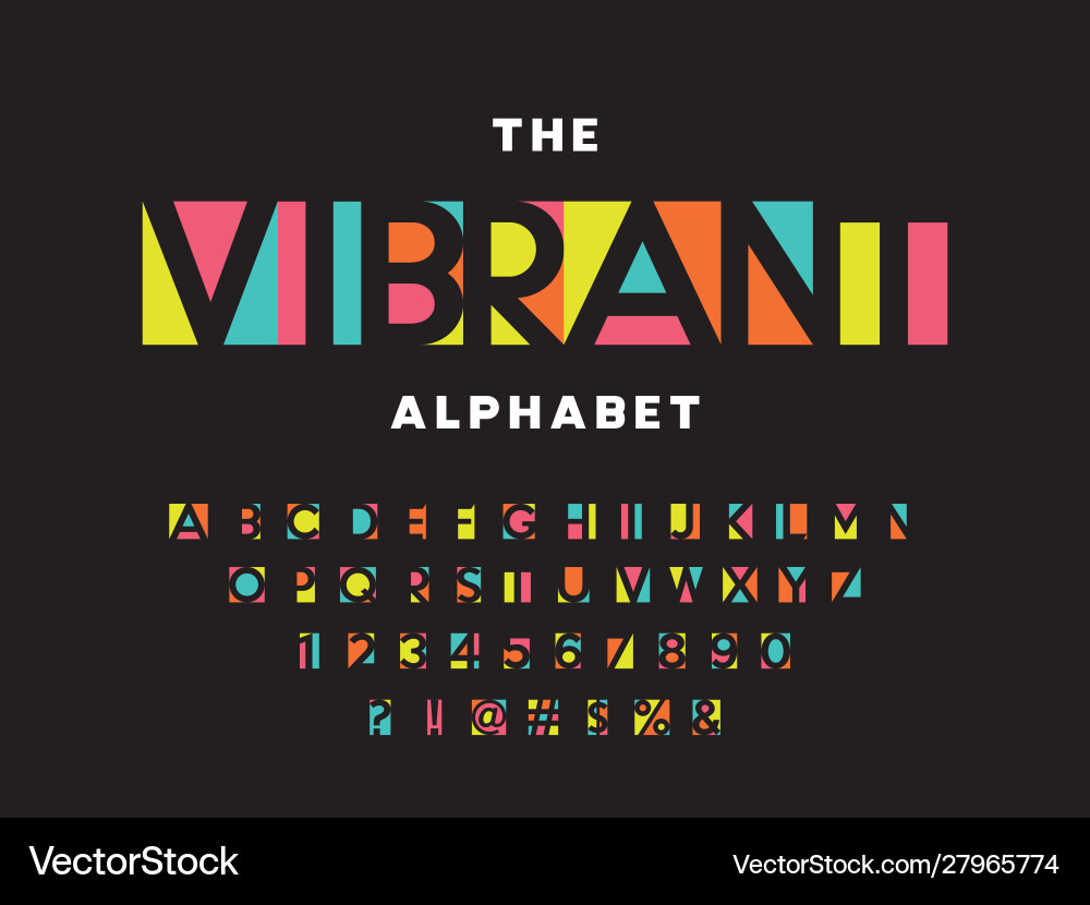 Colour font Royalty Free Vector Image - VectorStock
