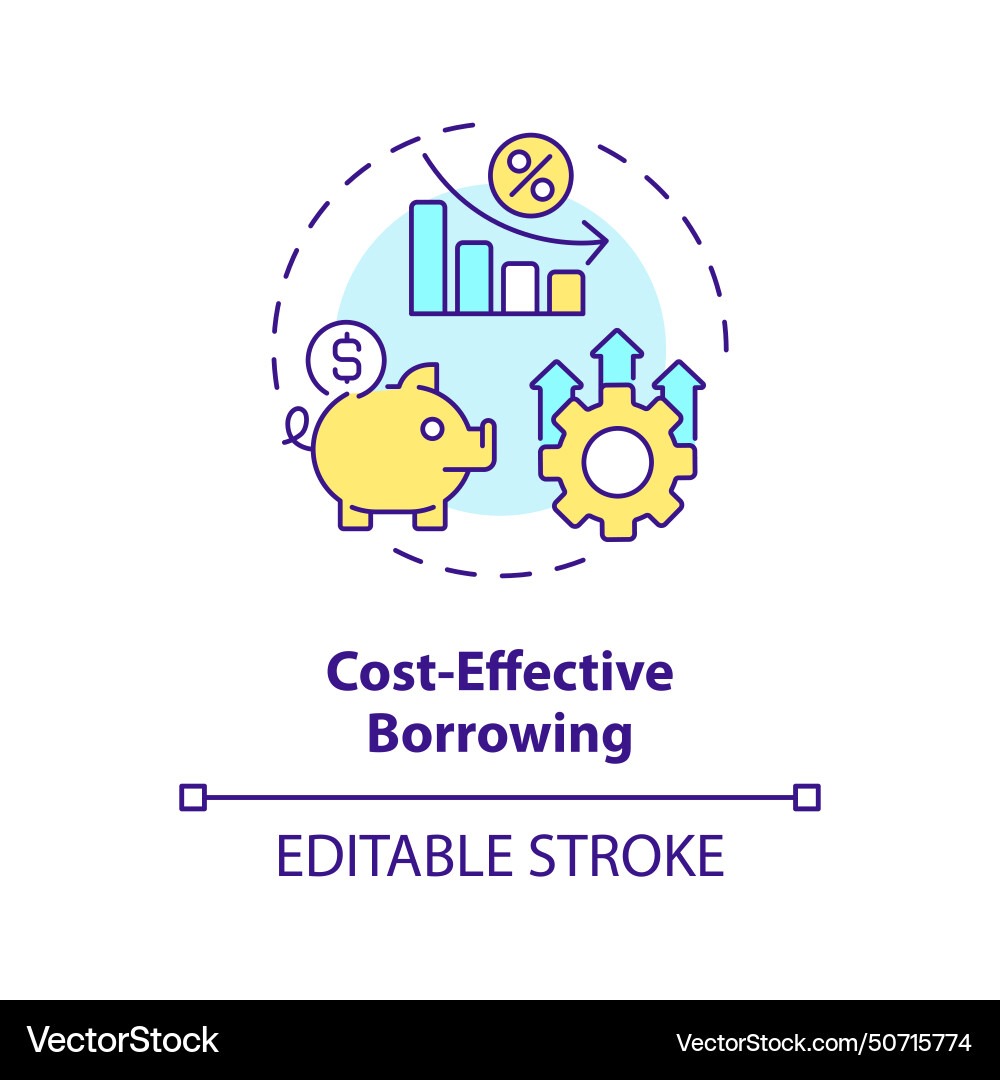 Cost-effective borrowing multi color concept icon Vector Image