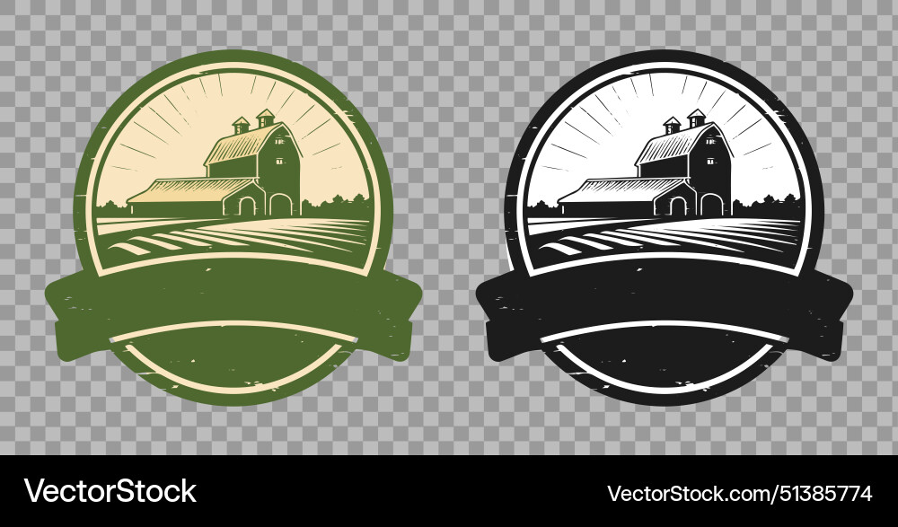 Farm logo emblem with farmhouse Royalty Free Vector Image