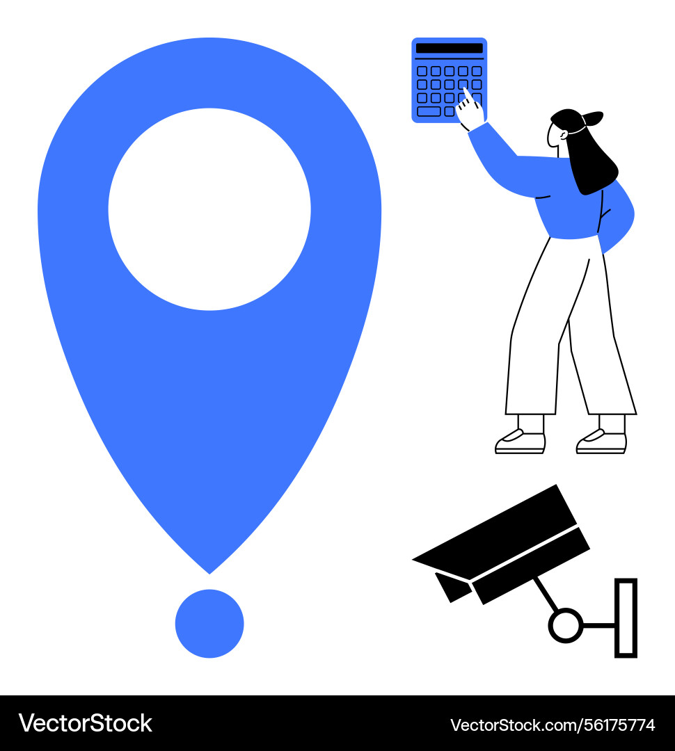 Geolocation pin woman calculating and security Vector Image
