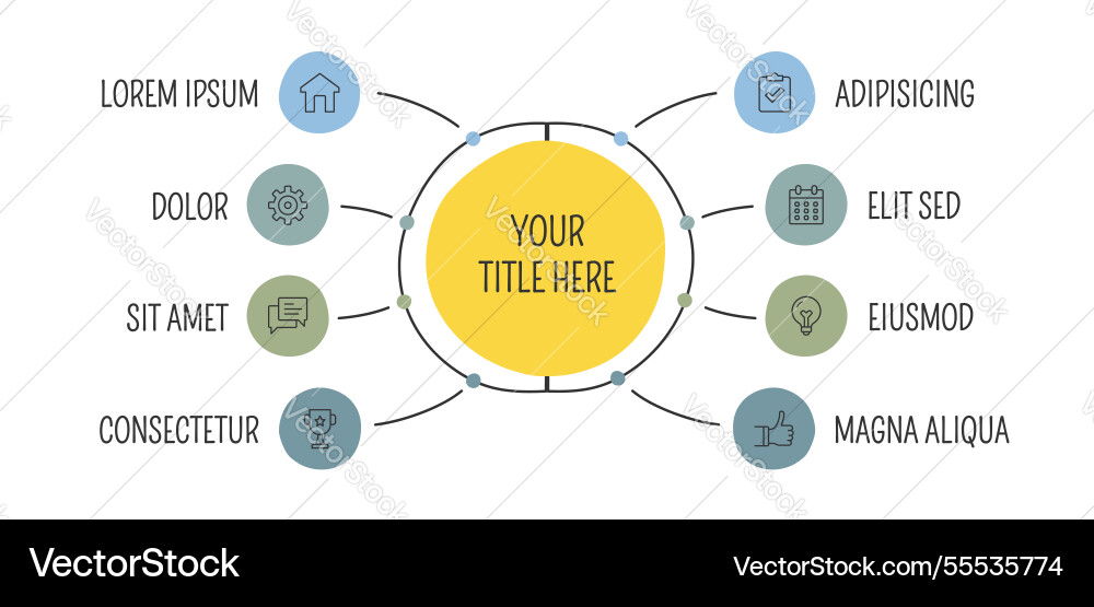 Hand drawn mind map template Royalty Free Vector Image