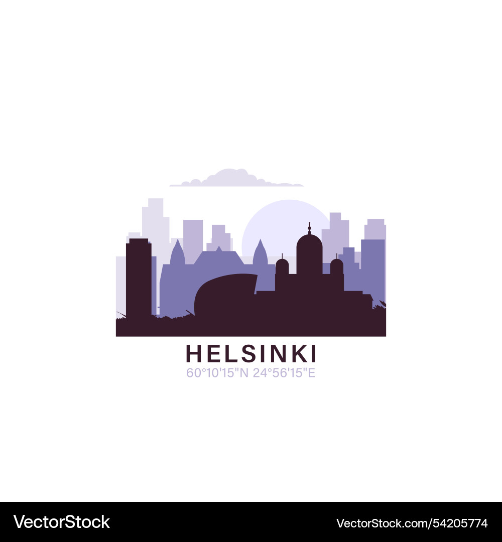 Helsinki logo with skyline cityscape retro icon Vector Image