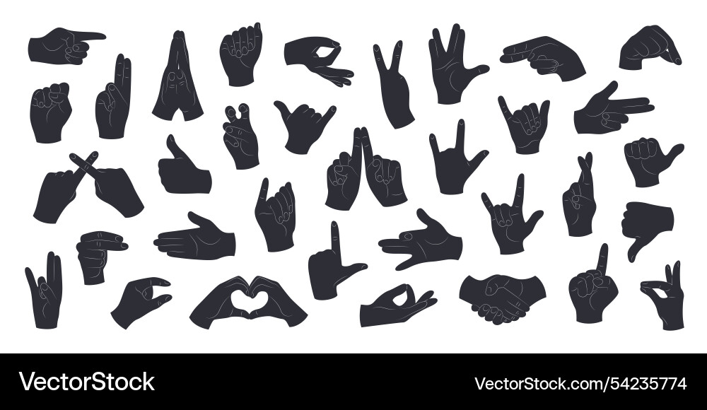 Human hands with different gestures and positions Vector Image