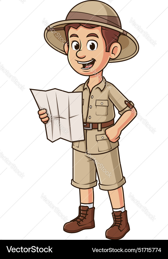 Jungle explorer character cartoon Royalty Free Vector Image
