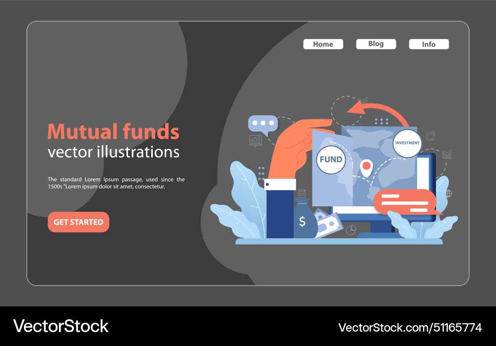 Mutual funds concept flat Royalty Free Vector Image