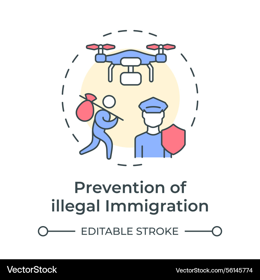 Prevention of illegal immigration multi color Vector Image