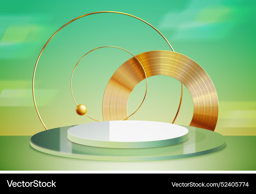 Realistic podium background with golden details Vector Image