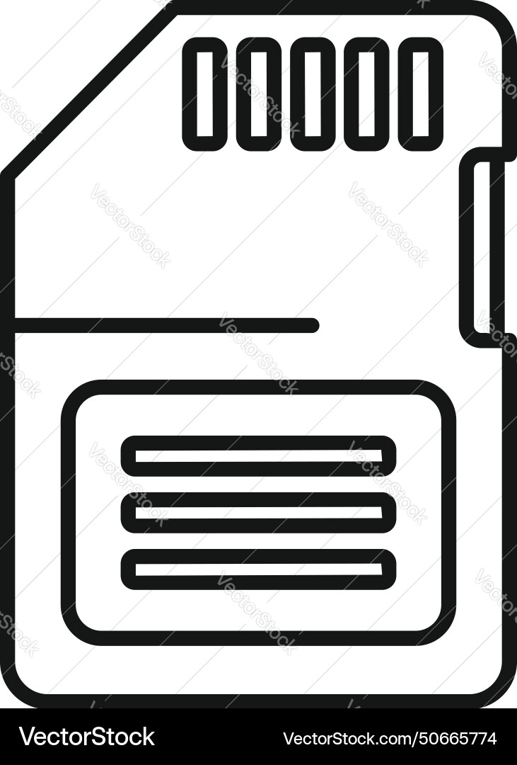 Sd storage chip icon outline archive Royalty Free Vector