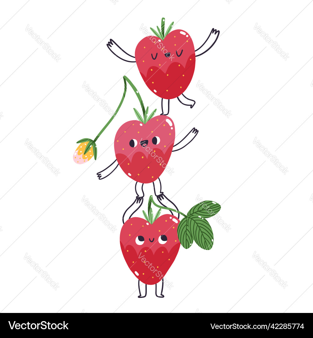 Stacked Strawberry Characters Royalty Free Vector Image