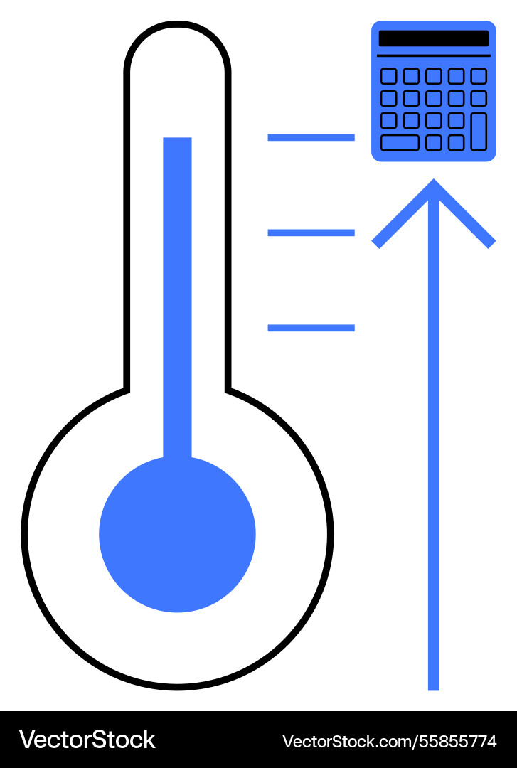 Thermometer with rising metrics and calculator Vector Image