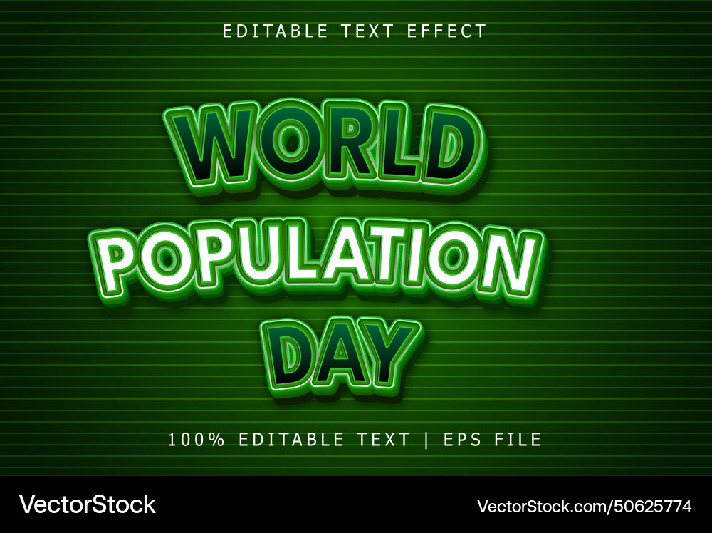 World population day editable text effect 3 Vector Image