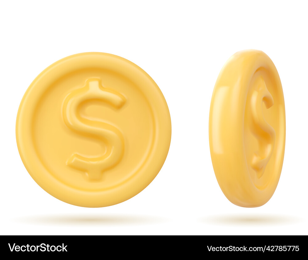 3d gold coins render realistic icon Royalty Free Vector