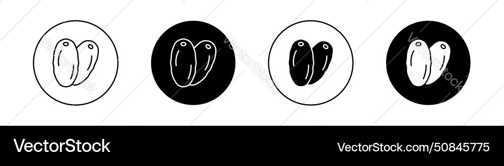 Date fruit icon set palm tree symbol Royalty Free Vector