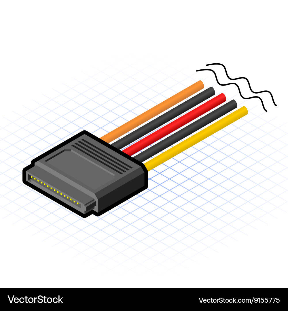 Isometric 16 pin sata connector Royalty Free Vector Image