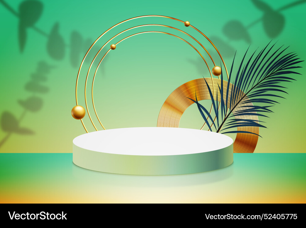 Realistic podium background with golden details Vector Image
