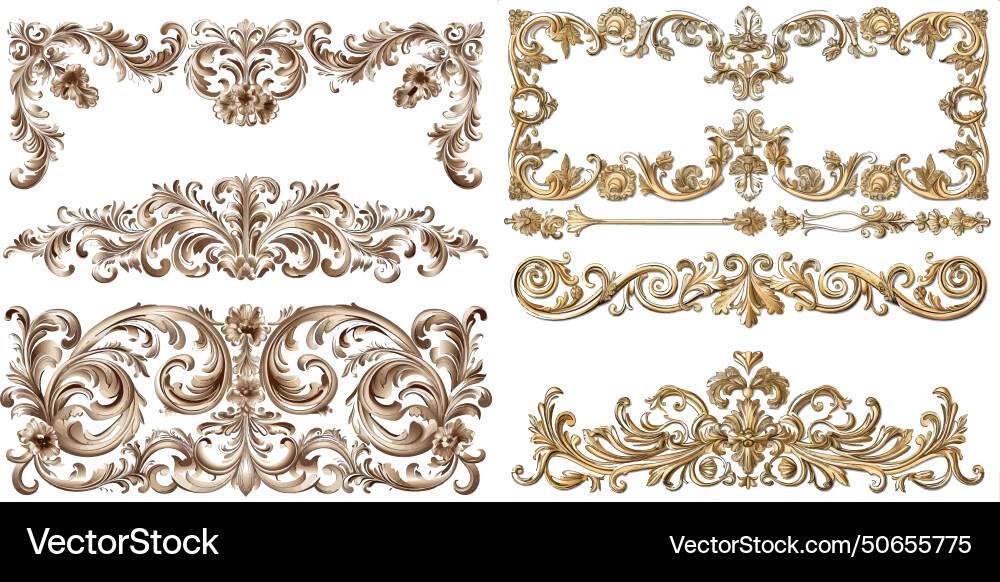Set vintage ornate border frame filigree Vector Image