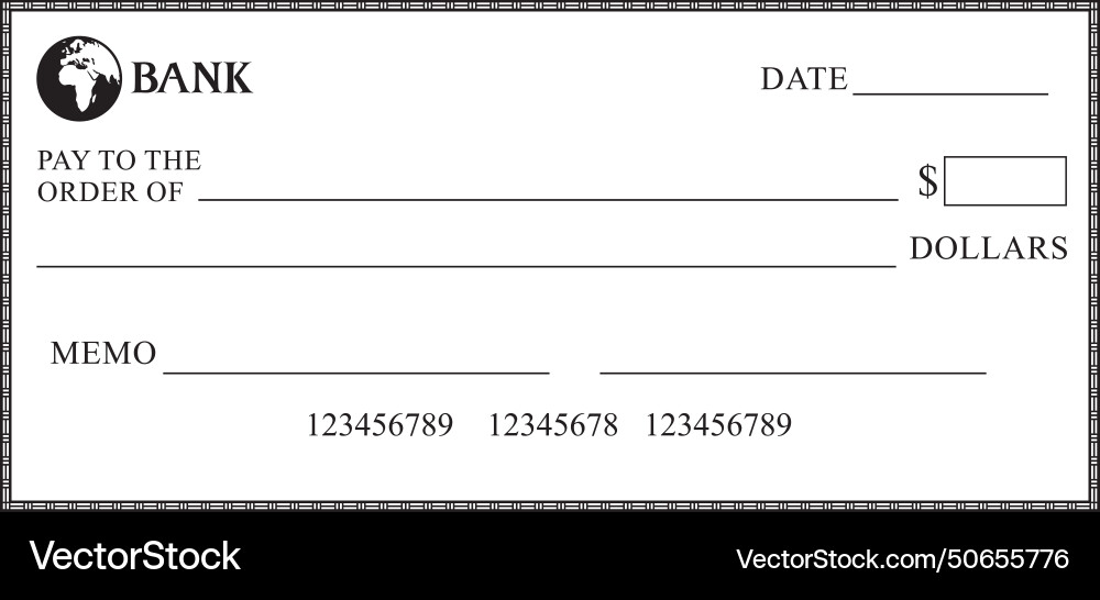 Blank check - business cheque design Royalty Free Vector