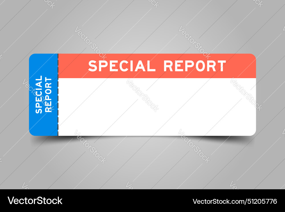 Blue and orange color ticket with word special Vector Image