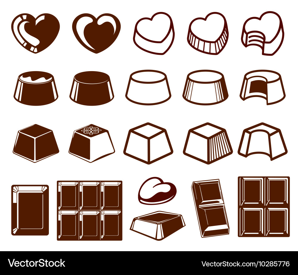 Chocolate icons Royalty Free Vector Image - VectorStock